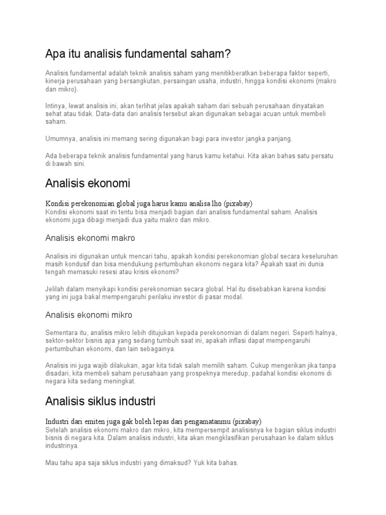 Analisis Fundamental Saham | PDF