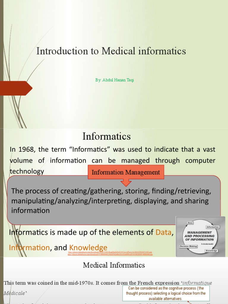 Introduction to Medical Informatics | PDF | Health Informatics ...