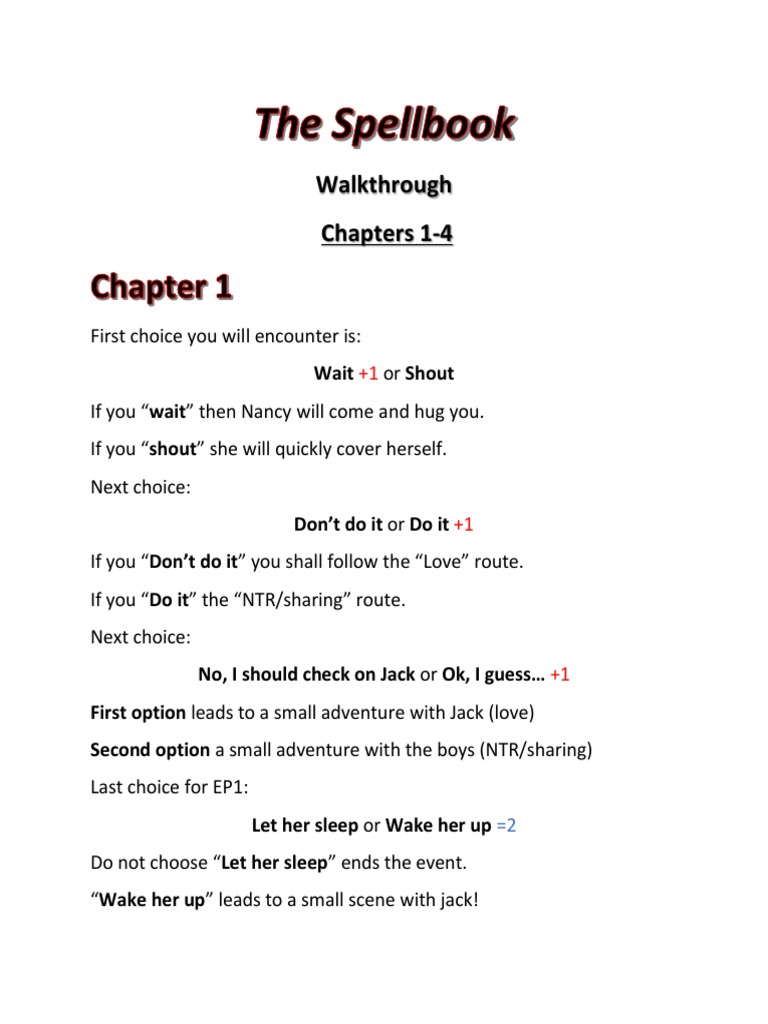 The Spellbook 492815 Walkthrough Ch1-3 | PDF