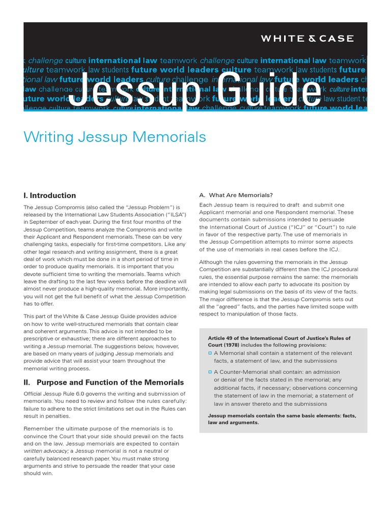 Jessup Guide (Memorials) | Download Free PDF | Jurisdiction | English ...