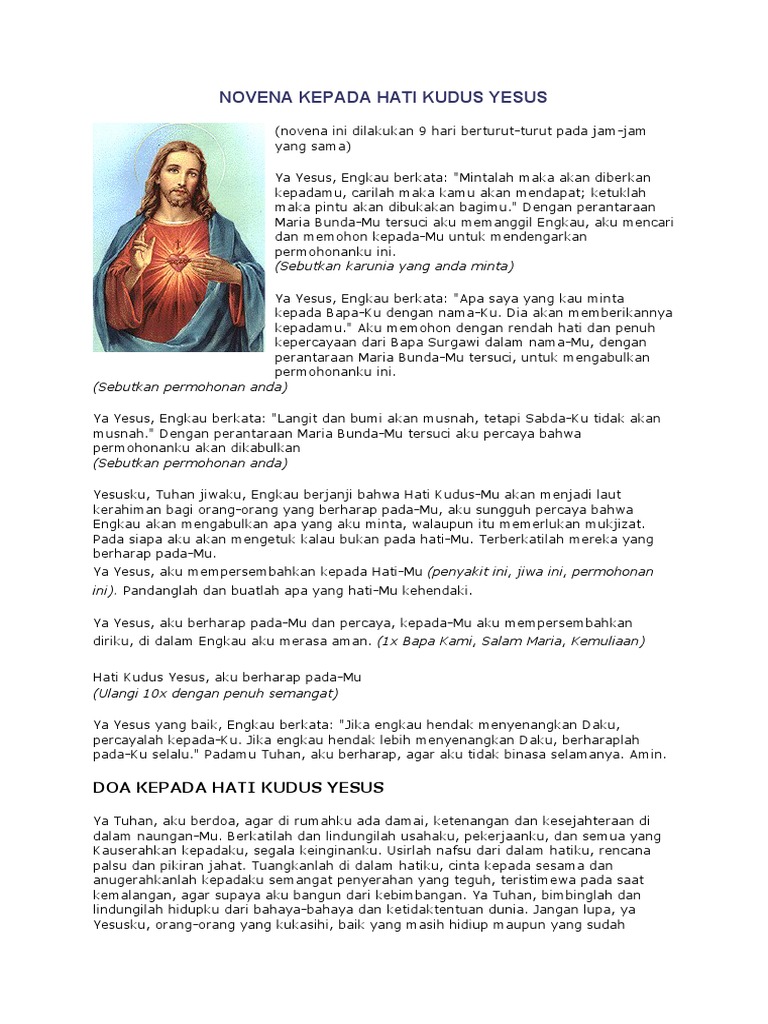 Novena Kepada Hati Kudus Yesu1 | PDF