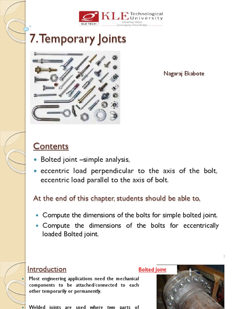 Ch7 Temporary Joints (Part1) | PDF | Screw | Stress (Mechanics)