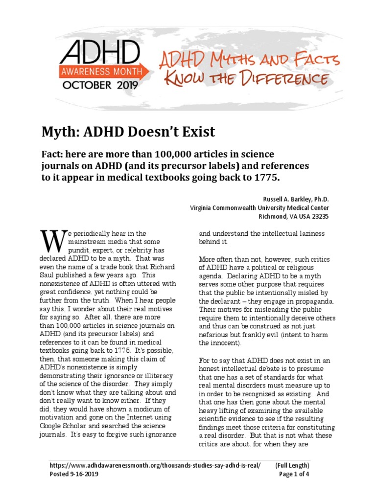 ADHD Is Real Barkley | PDF | Attention Deficit Hyperactivity Disorder ...