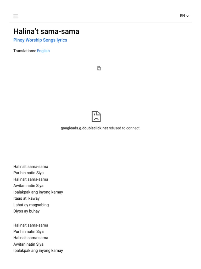 Pinoy Worship Songs - Halina't Sama-Sama Lyrics | PDF