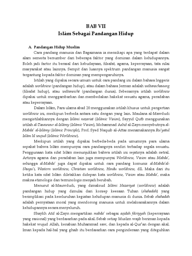 Pandangan Hidup Muslim dalam Islam | PDF | Ilmu Sosial | Agama ...