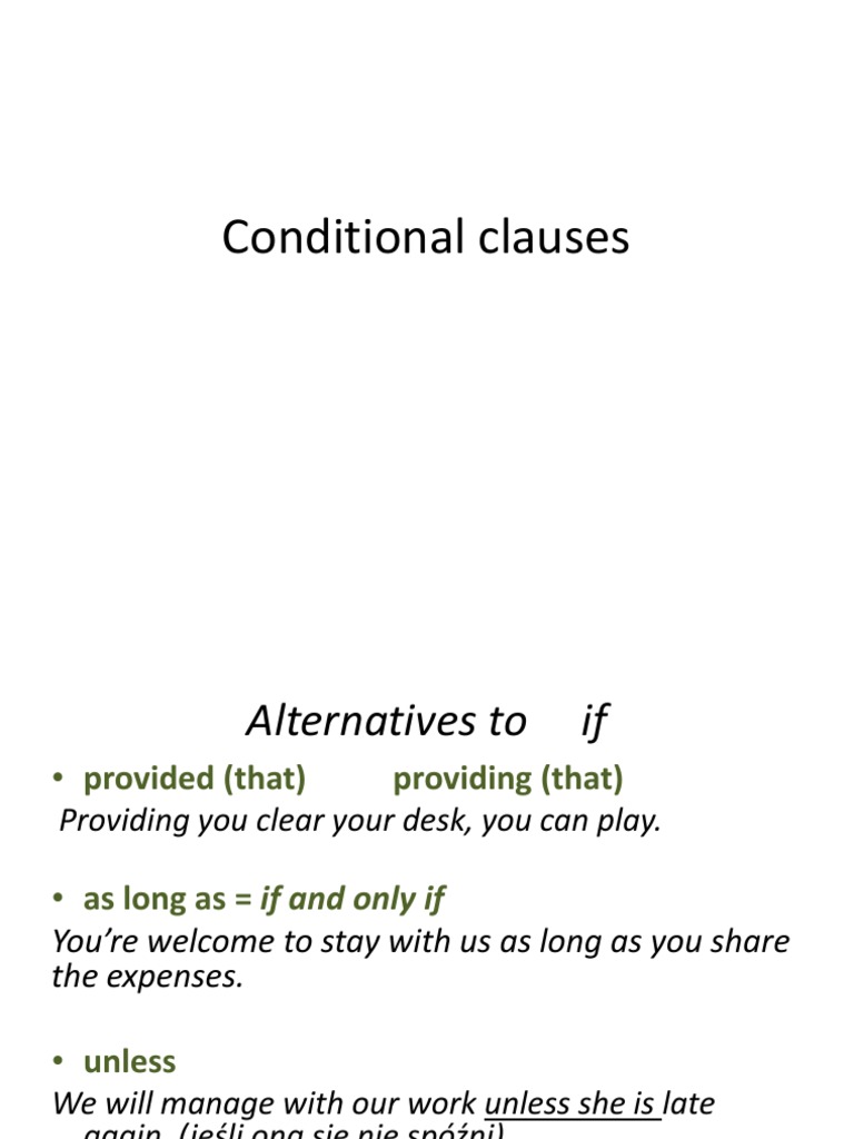 Conditional Clauses and Alternatives to "If | PDF | Grammar | Language ...