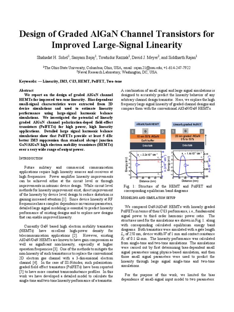 Design of Graded AlGaN Channel Transistors For Improved Large-Signal Linearity | PDF ...