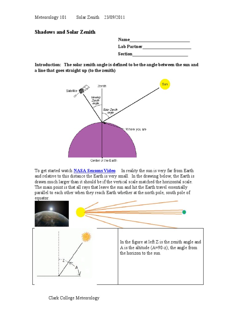 Shadows and Solar Zenith: NASA Seasons Video | PDF | Astronomy | Astrometry