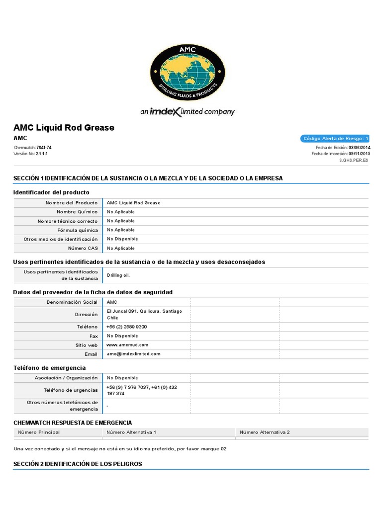 Amc Liquid Rod Grease | PDF | Contaminación | Agua