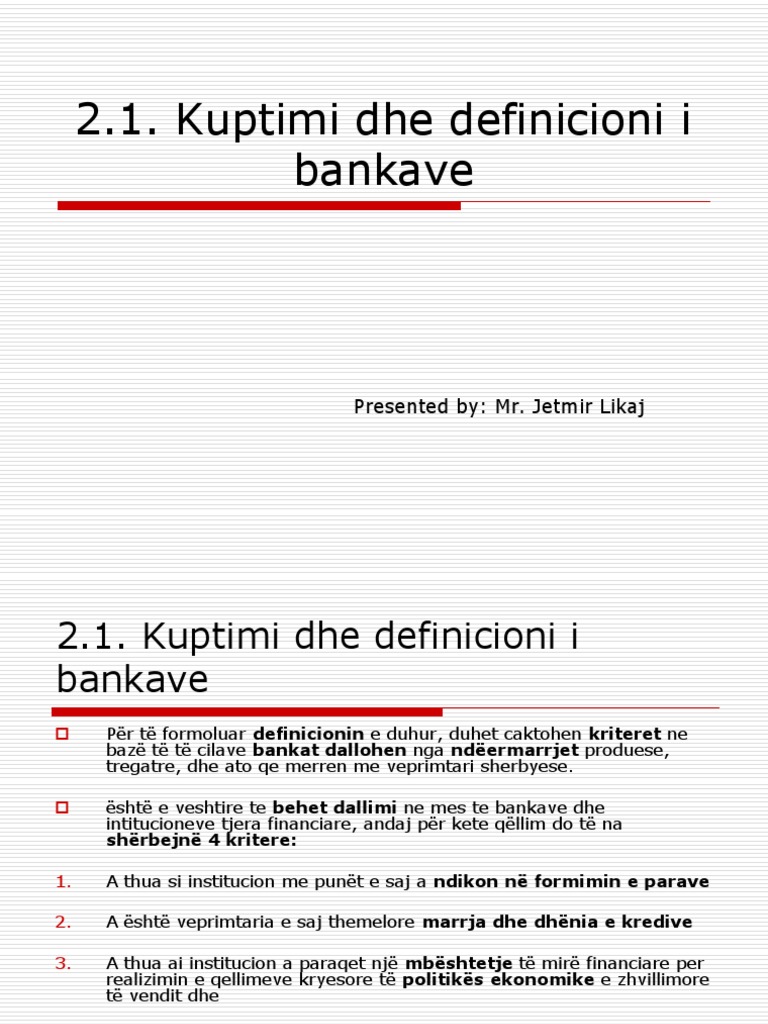 Frist Week Kuptimi Dhe Definicioni I Bankave | PDF