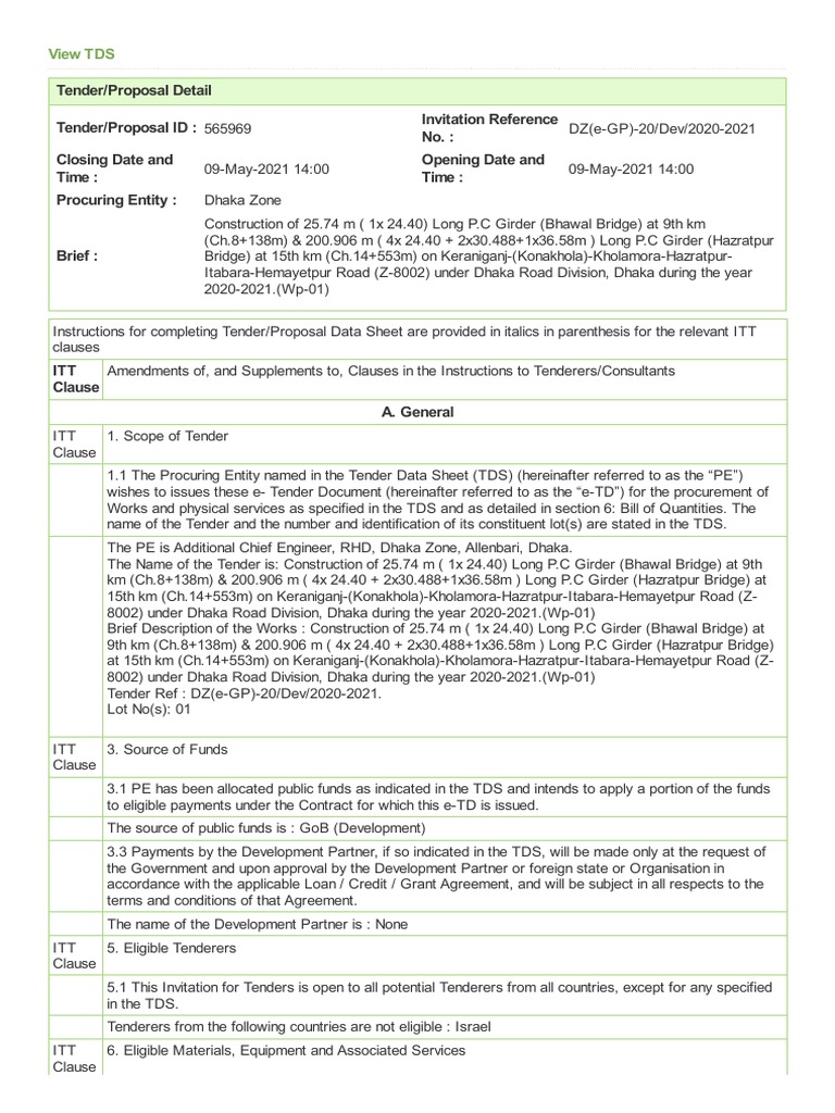 Section2 - Tender Data Sheet | PDF | Value Added Tax | Procurement