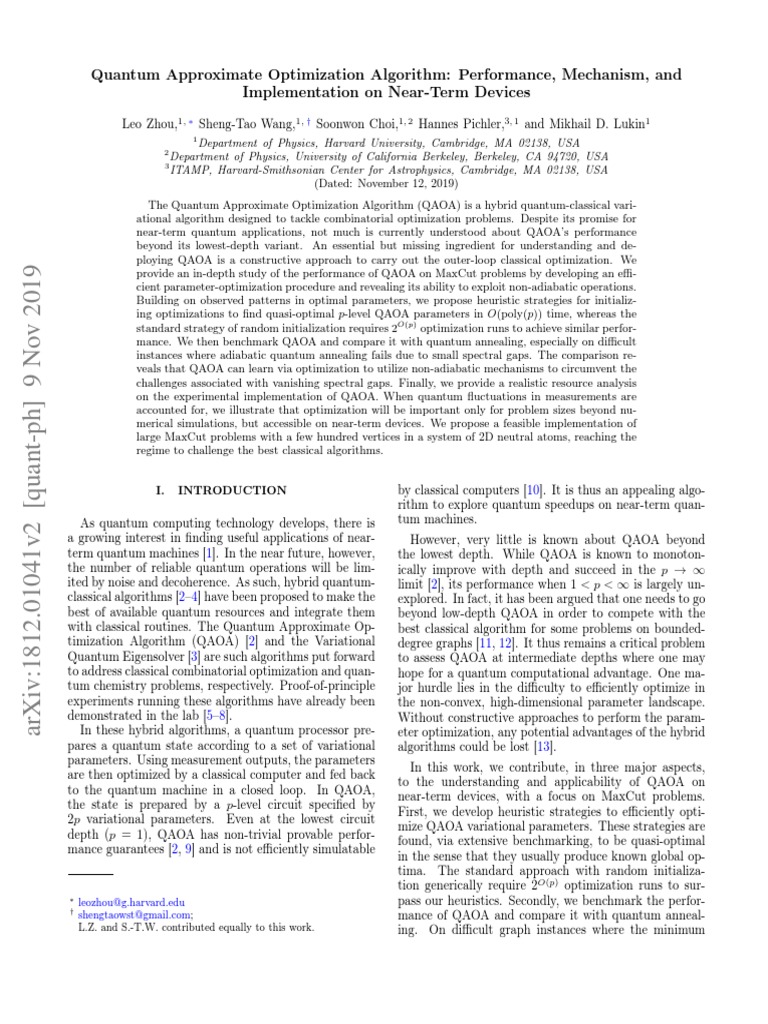 Quantum Approximate Optimization Algorithm: Performance, Mechanism, and ...