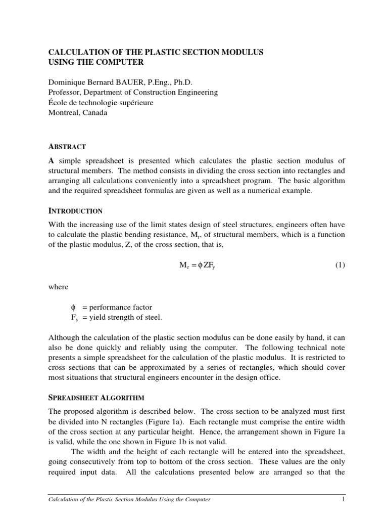 Calculation of The Plastic Section Modulus | PDF | Spreadsheet | Area