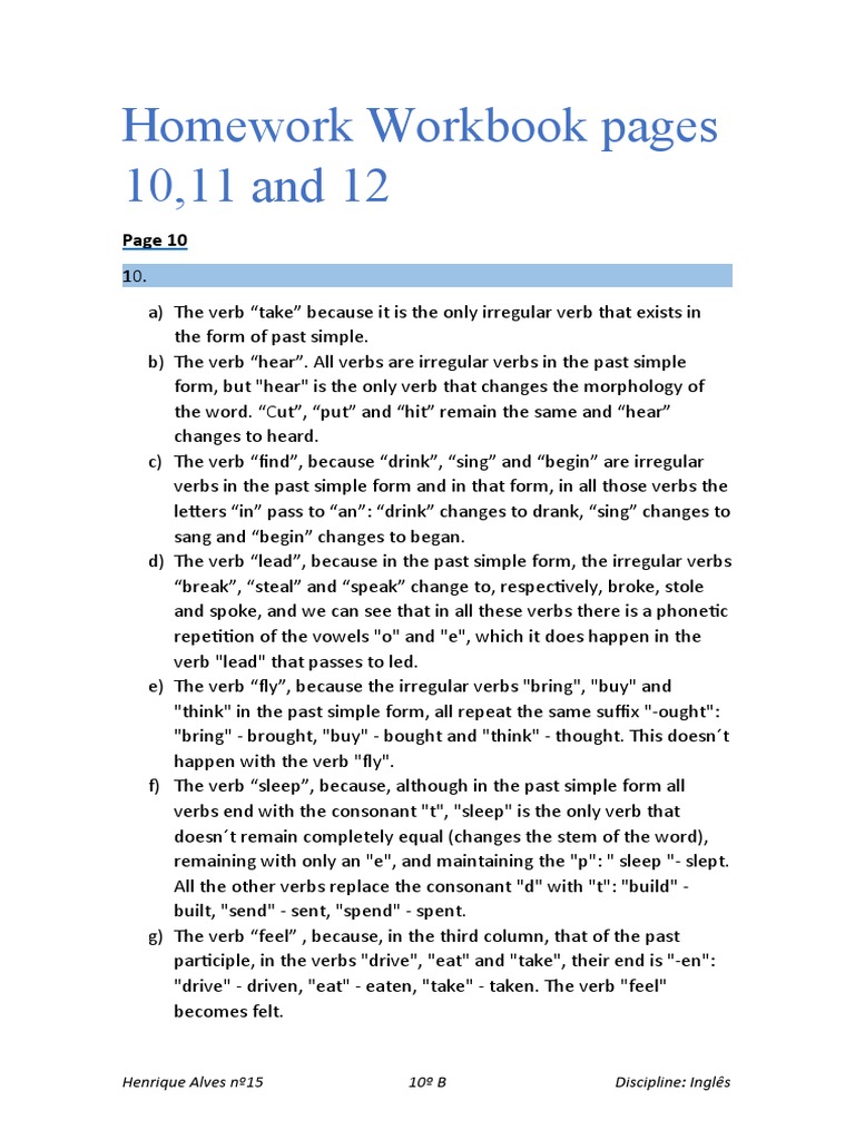 Homework Workbook Pages 10,11 and 12 | PDF | Human Communication ...