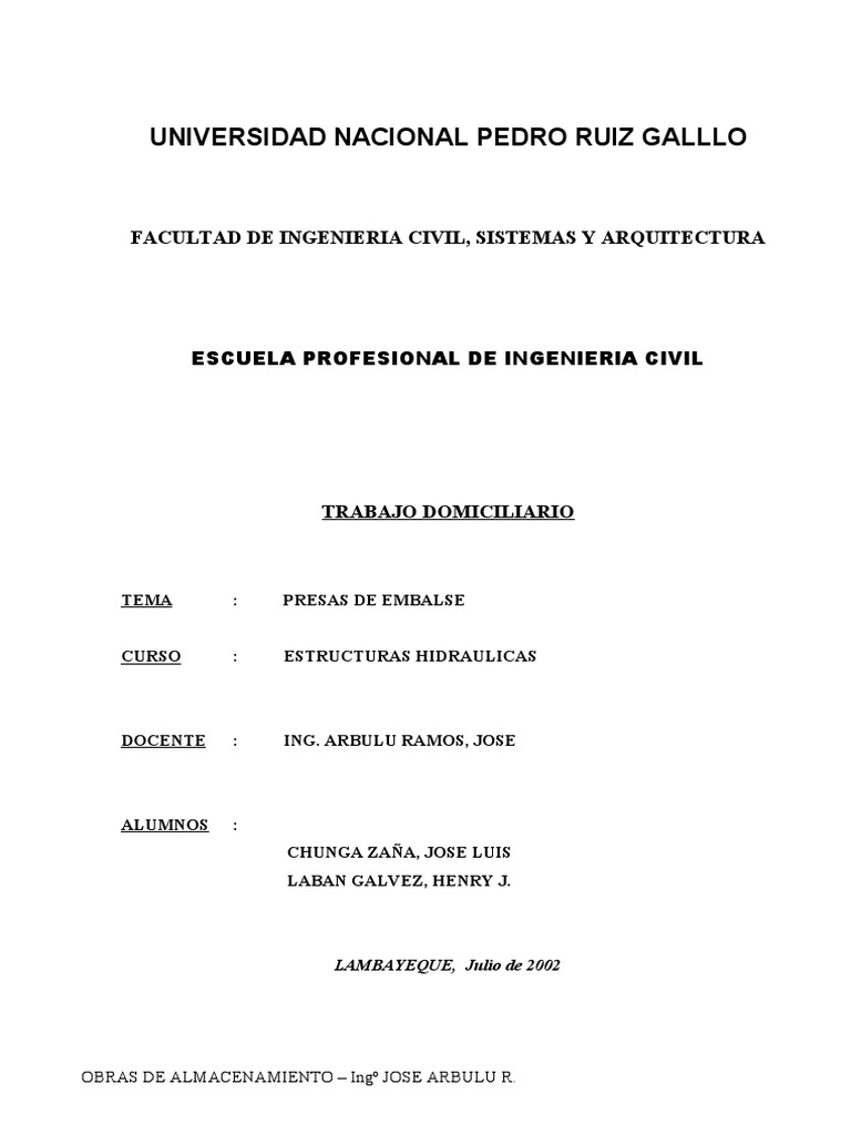 Presas Embalse | PDF | Represa | Reservorio