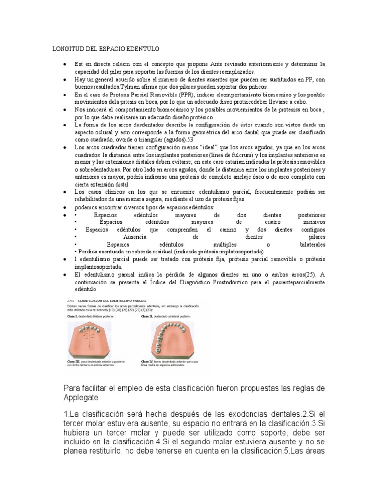 Longitud Del Espacio Edentulo | PDF | Dentadura postiza | Diente