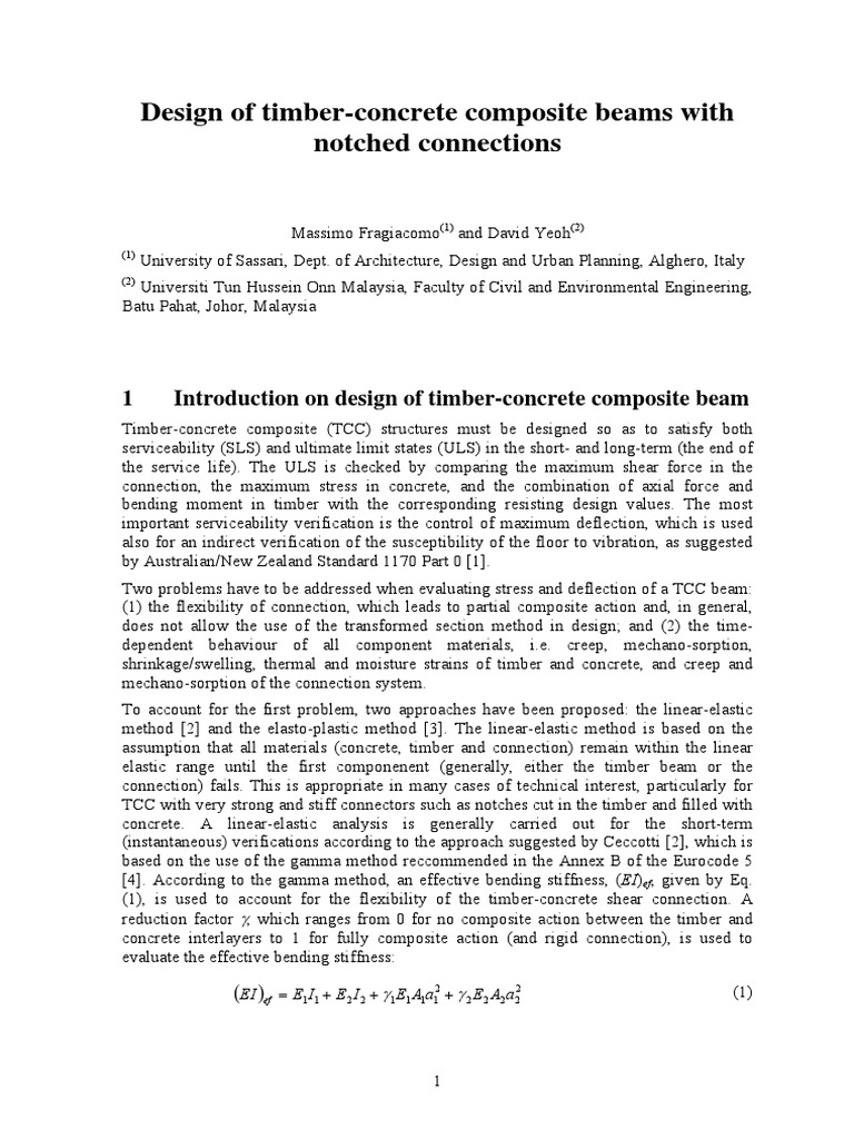 Design of Timber-Concrete Composite Beams With Notched Connections ...