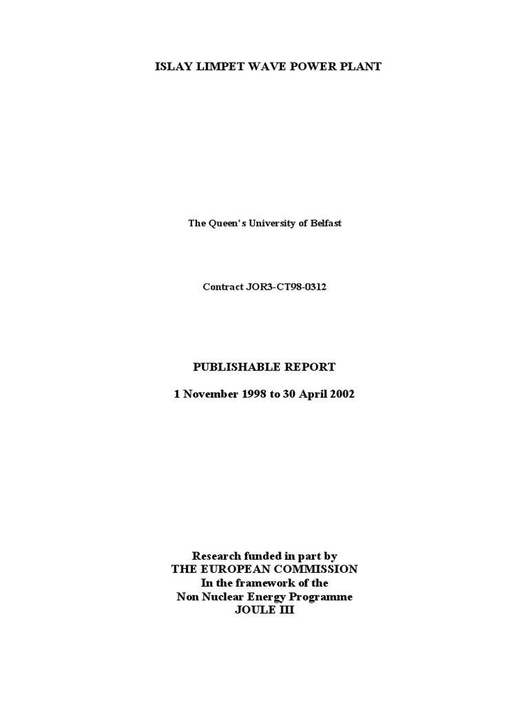 Development and Operation of the 500kW LIMPET Wave Power Plant on Islay ...