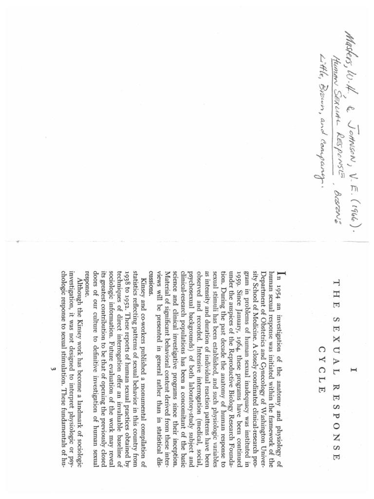 Masters and Johnson (1966) Human Sexual Response | PDF