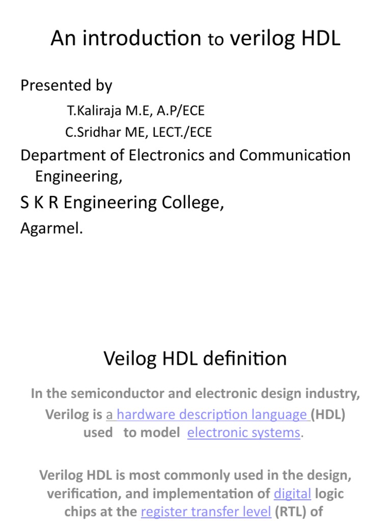 An introduction to Verilog HDL | PDF | Parameter (Computer Programming) | Data Type
