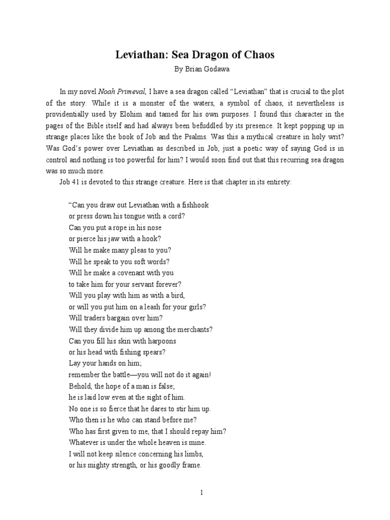 Leviathan Sea Dragon of Chaos | PDF | Genesis Creation Narrative | Bible