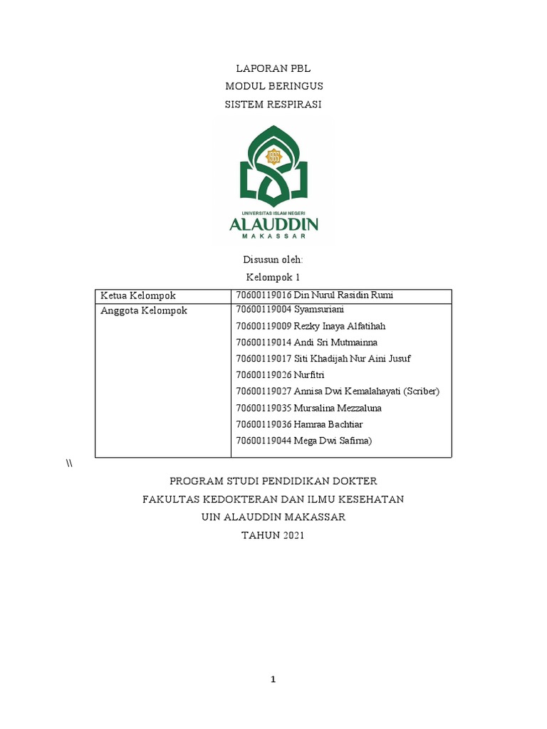 Laporan PBL Kelompok 1 Skenario 1 Modul 3.3 | PDF