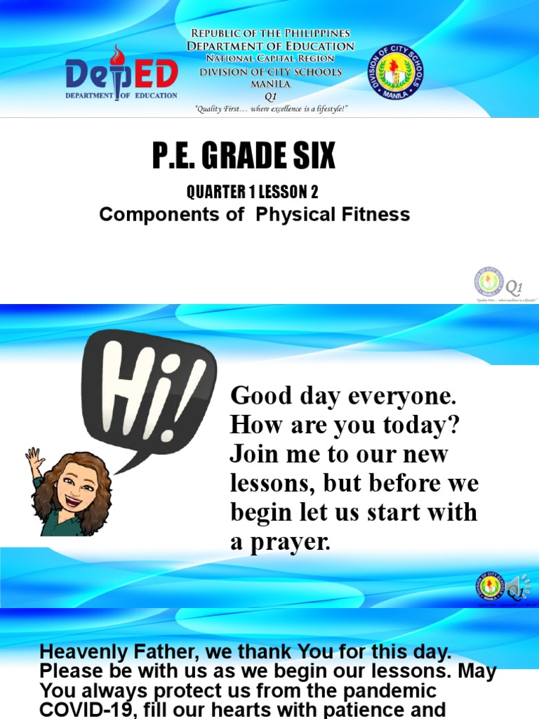 Grade 6 PE Quarter 1 Lesson 2 Components | PDF | Physical Fitness ...