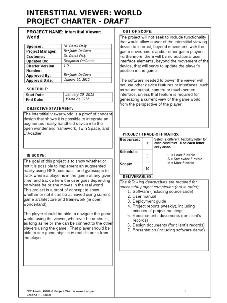 Interstitial Viewer: World Project Charter - Draft | PDF | Ios | Android (Operating System)