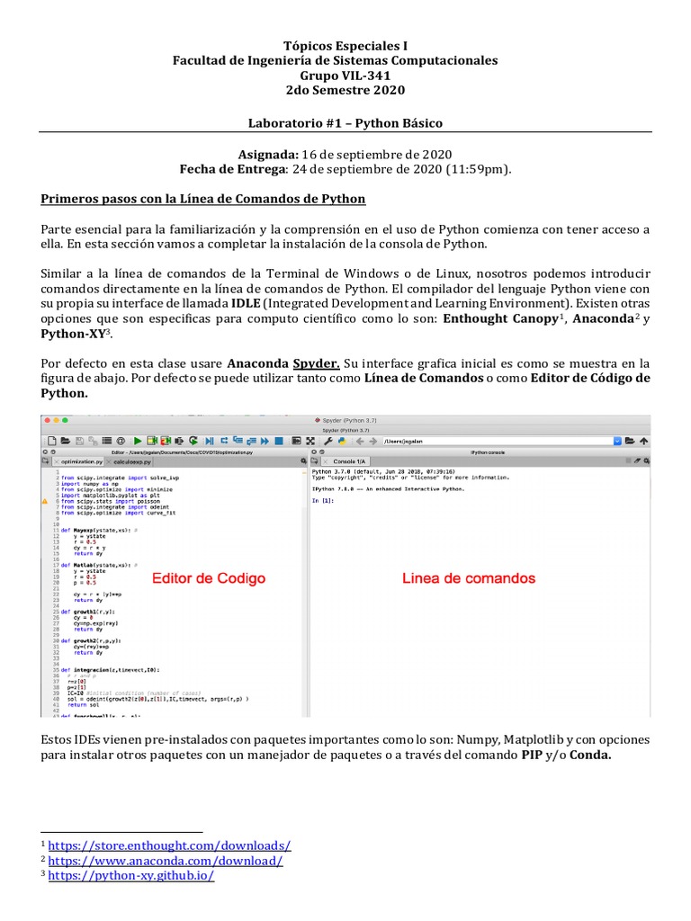 Laboratorio #1 - Python Basico | Descargar gratis PDF | Python (lenguaje de programación ...