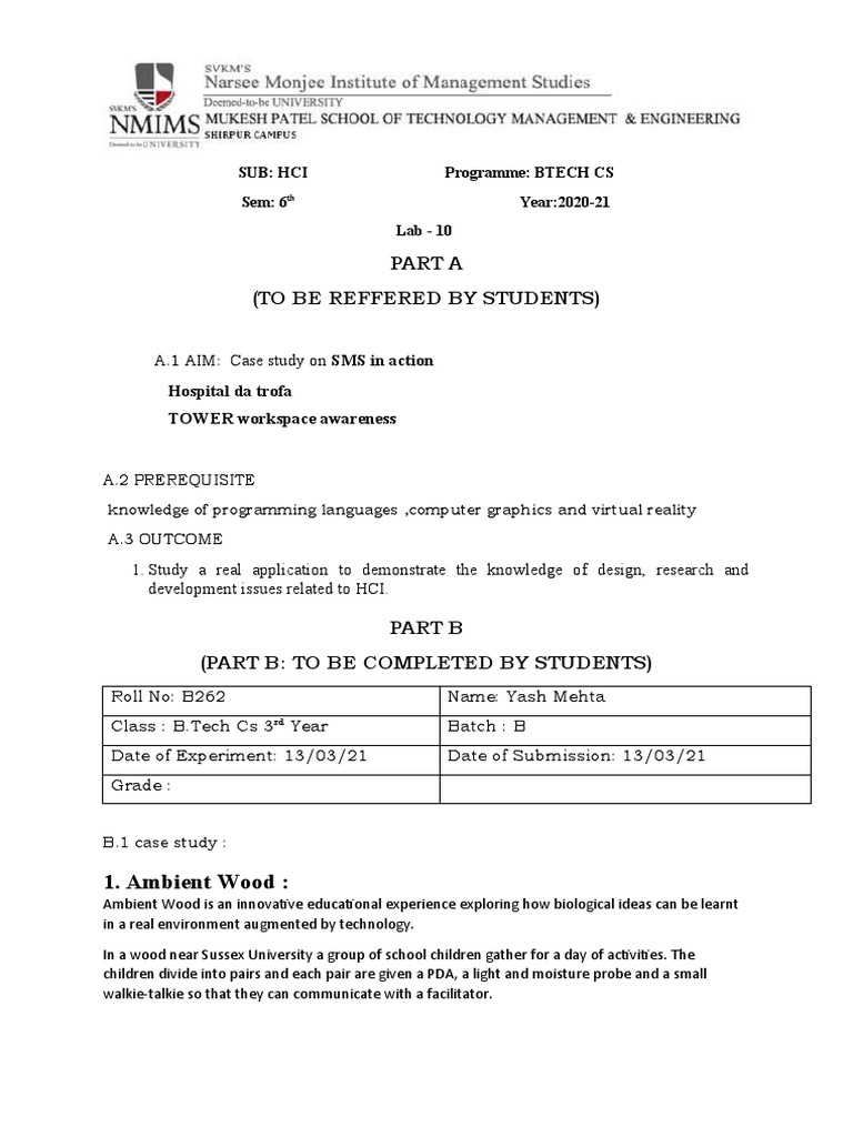 HCI-case Study - B262 | PDF | Computing And Information Technology ...