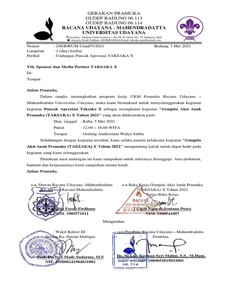 Surat Undangan Sponsor Dan Media Partner | PDF
