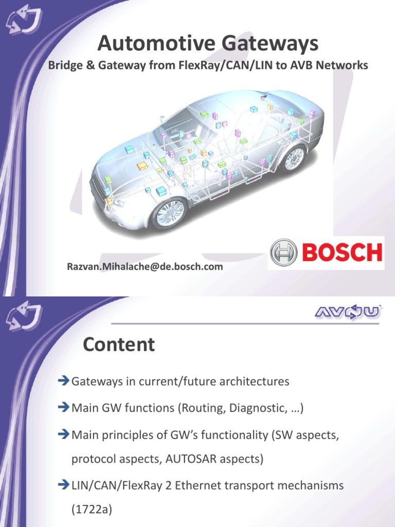Automotive Gateways: Bridge & Gateway From Flexray/Can/Lin To Avb Networks | PDF | Routing ...