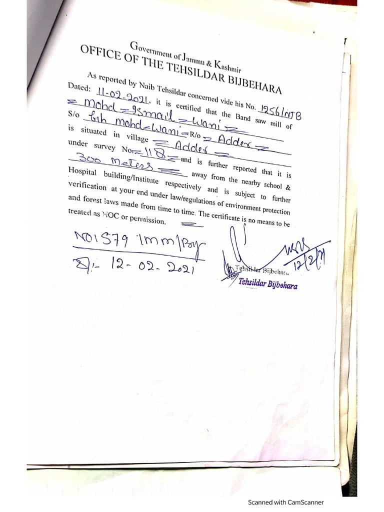 Distance Certificate Wani Saw Mills | PDF