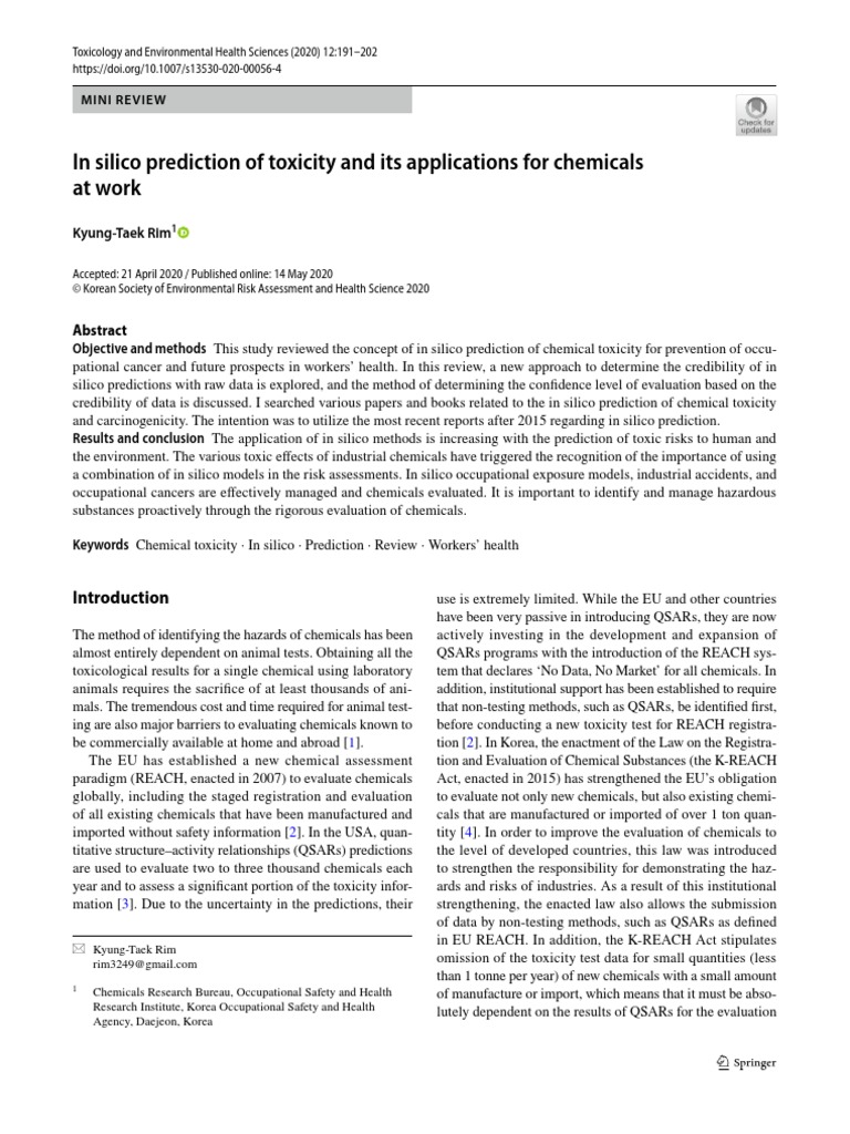 In Silico Prediction of Toxicity and Its Applications For Chemicals at ...