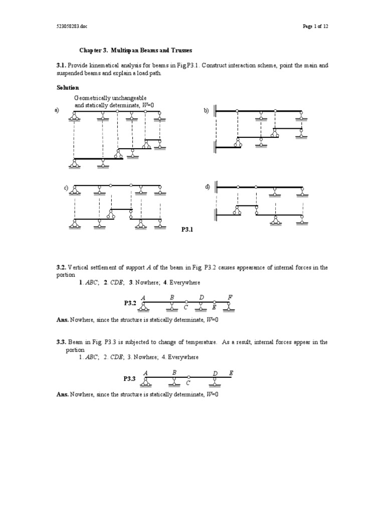 Ch3. - Multispan Beams and Trusses | PDF | Truss | Structural Engineering