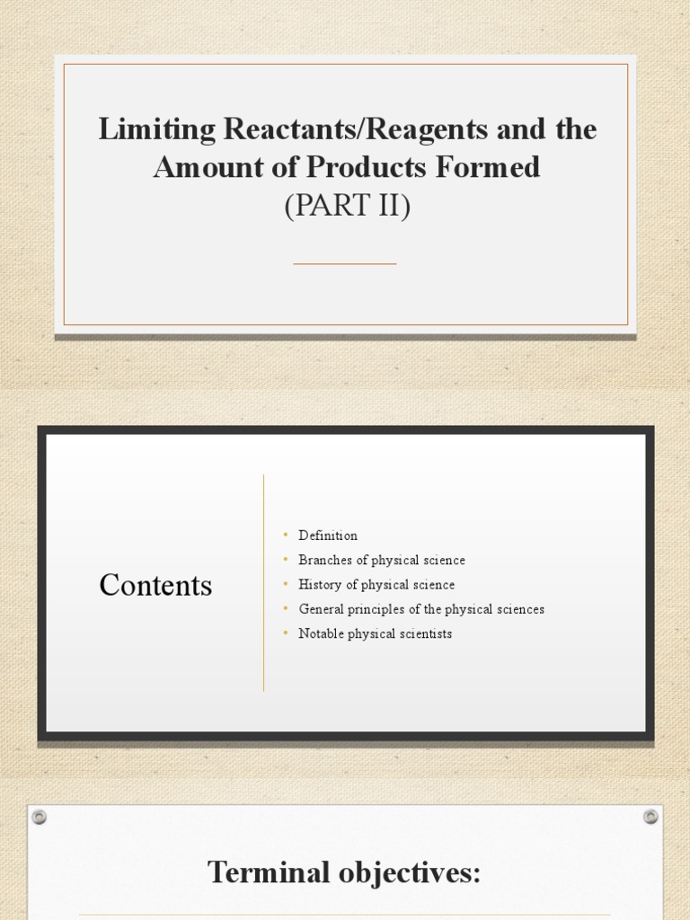 Part 2 - Limiting Reactants and The Amount of Products Formed | PDF ...