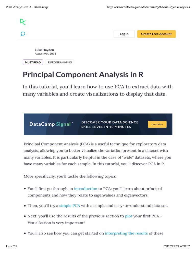 PCA - Analysis in R - DataCamp | PDF | Principal Component Analysis ...