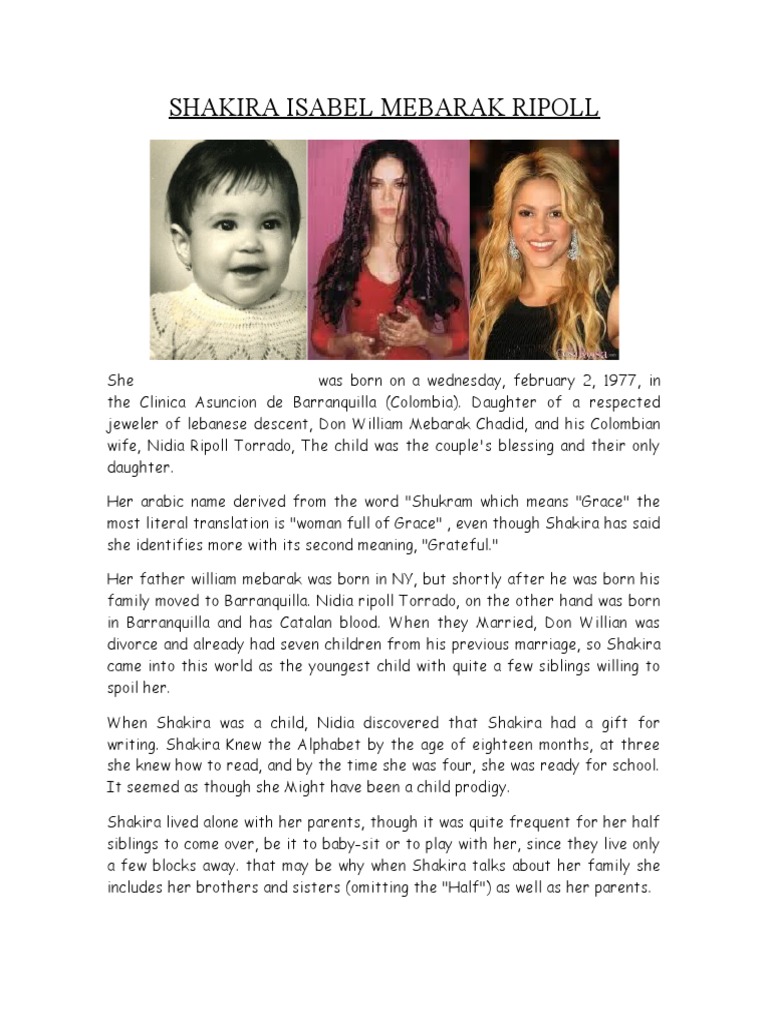 Shakira Isabel Mebarak Ripoll | PDF | Entertainment (General)