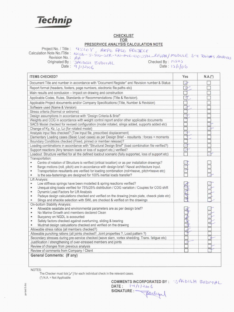 Check List - Transit | PDF