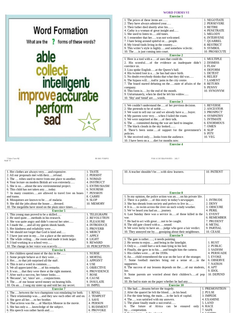 (123doc) - Word-Forms-Part-6-Exercises-With-Keys | PDF
