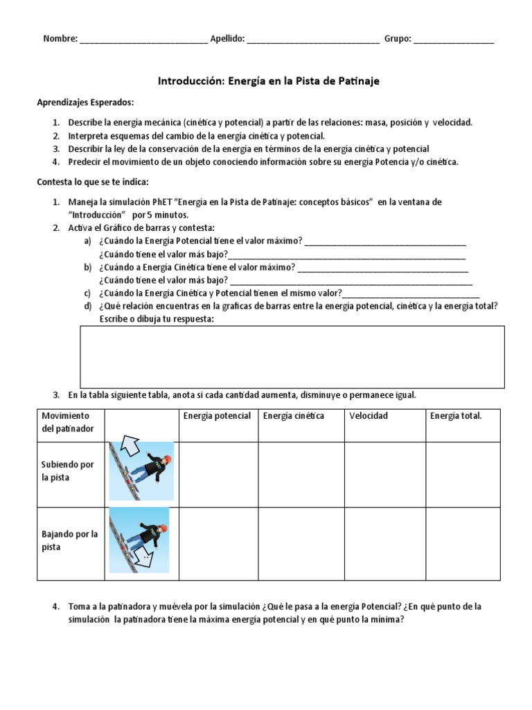 Energía en la Pista de Patinaje: Análisis de la Energía Cinética y ...