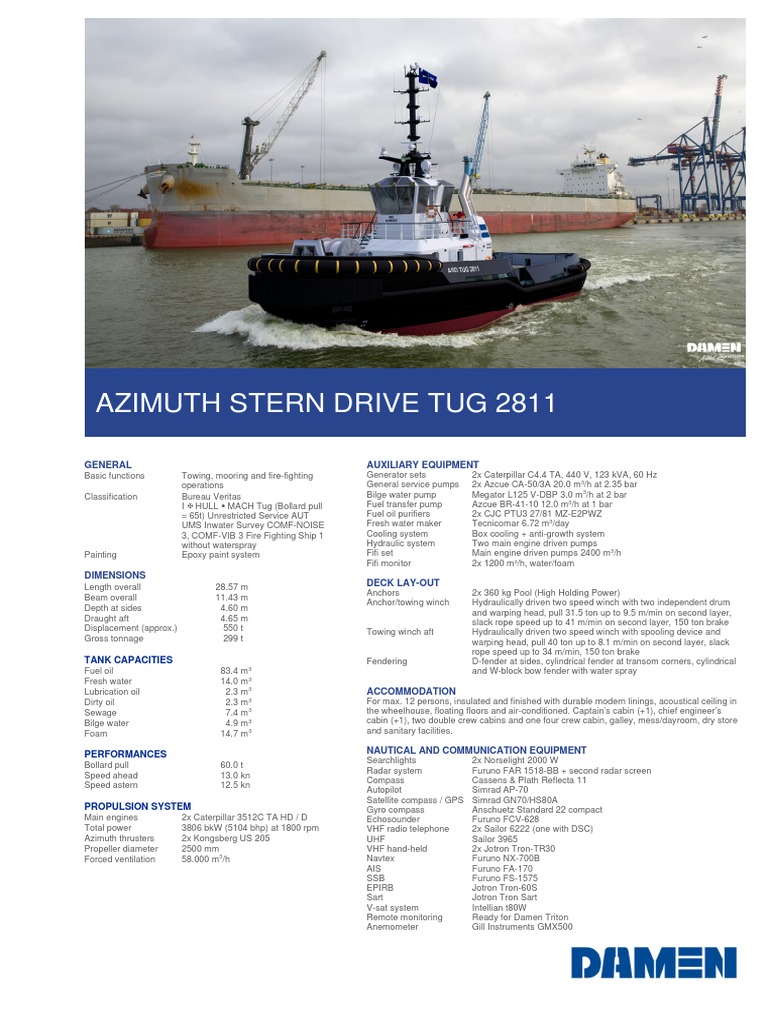 Azimuth Stern Drive Tug 2811: General Auxiliary Equipment | PDF ...