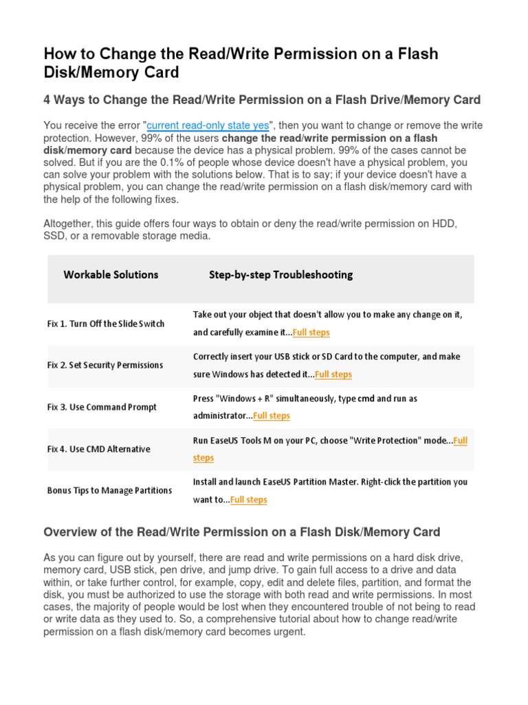 How To Change The Read/Write Permission On A Flash Disk/Memory Card ...