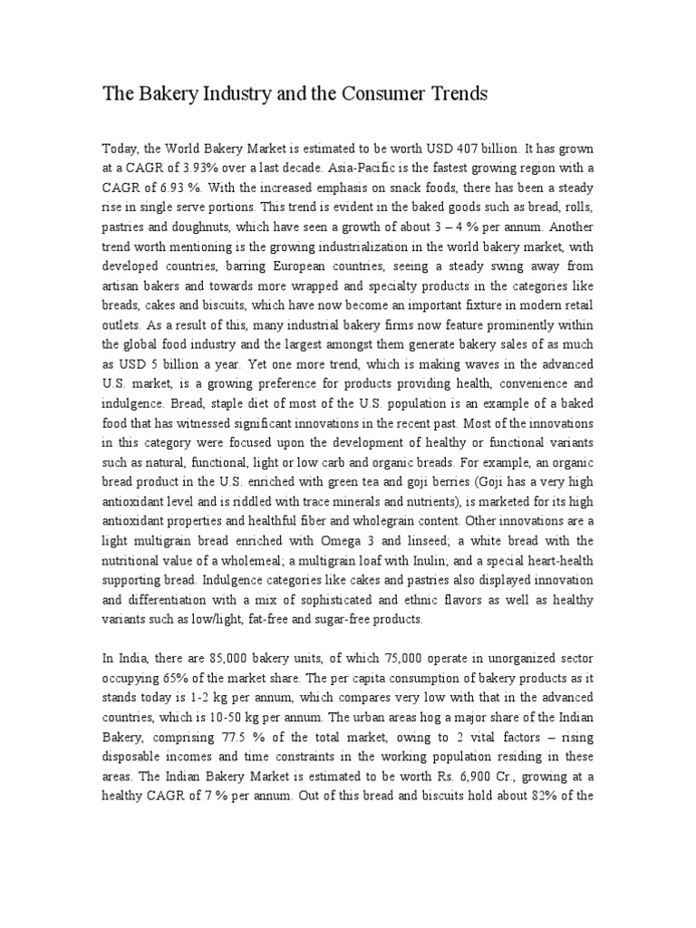 Bakery Industry Consumer Trends Report | PDF | Bakery | Foods