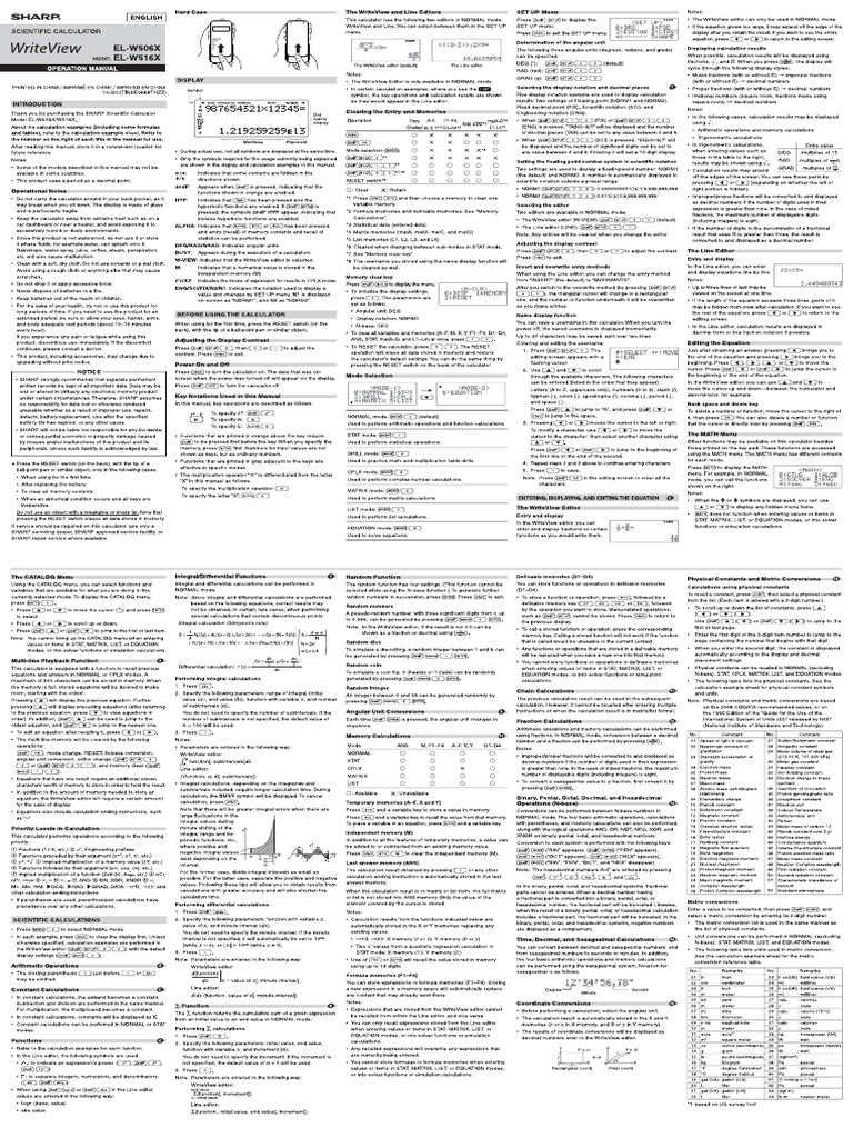 Manual Sharp El-W516x | PDF