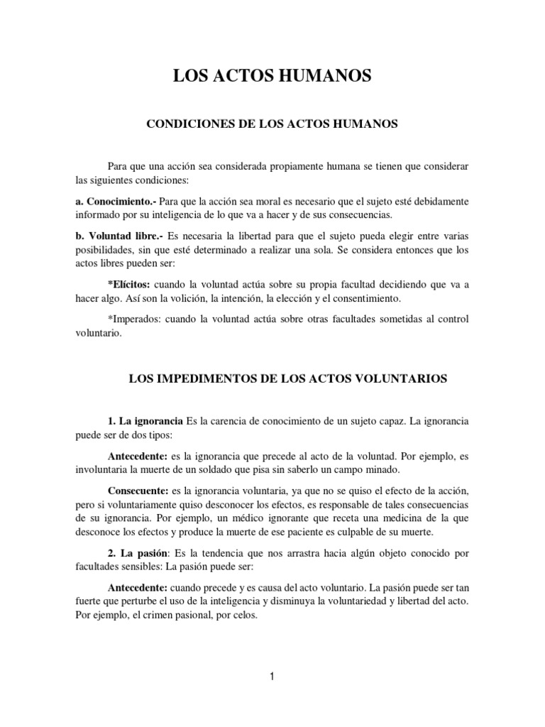 Actos Humanos y sus Consecuencias | PDF | Moralidad | Mal
