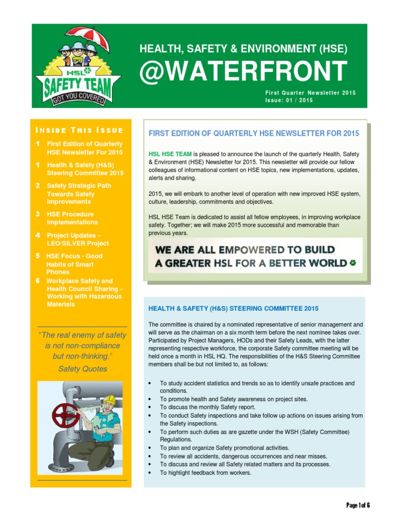 2015 HSE Newsletter: Safety Updates & Tips | PDF | Safety ...