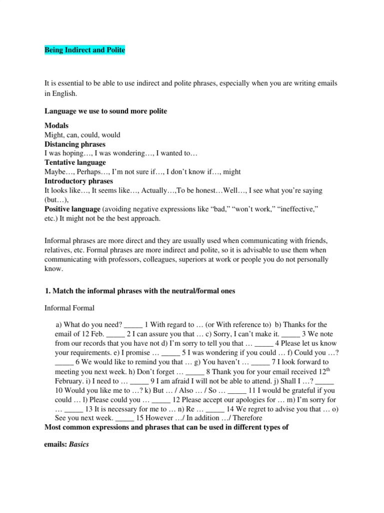 Being Indirect and Polite | PDF | Language Arts & Discipline | Foreign ...