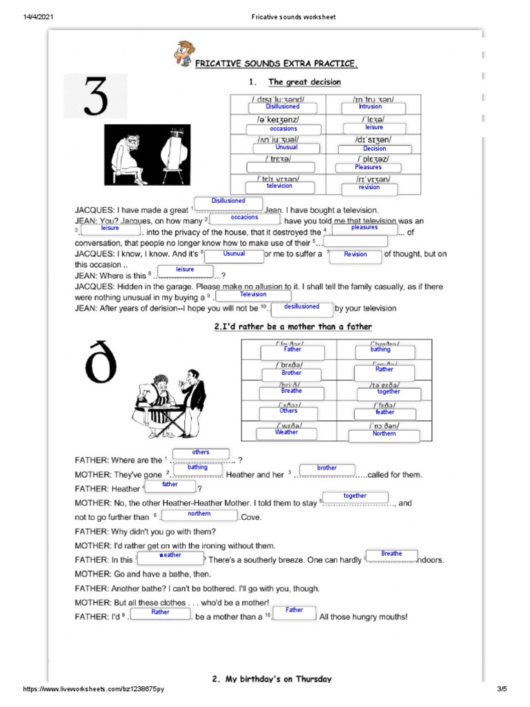 Fricative Sounds Worksheet Laura Espinel | PDF