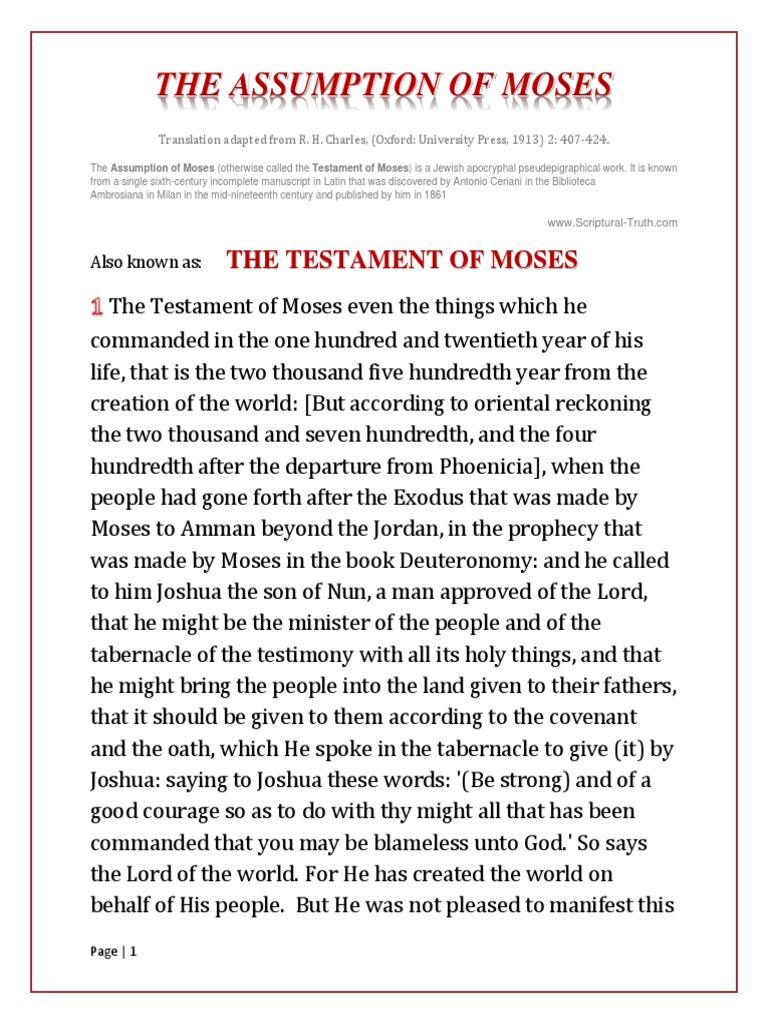 The Assumption of Moses | PDF | Last Judgment | Moses